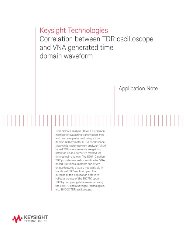 Correlation between TDR Oscilloscope and VNA Option TDR PDF Asset Page | Keysight